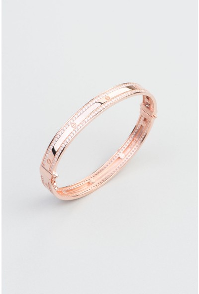 So CHIC Zirkon Taşlı 18 Ayar Rose Altın Kaplama Gümüş Kelepçe Bileklik So CHIC Zirkon Taşlı 18 Ayar Rose Altın Kaplama Gümüş Kelepçe Bileklik
