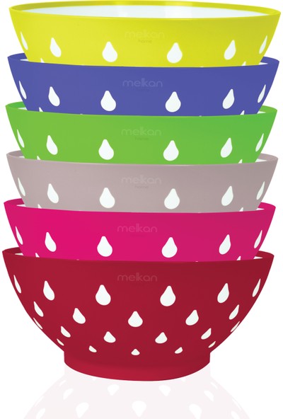 Melkan Home Yuvarlak Renkli Kase Seti & 6 Adet Damla Desenli Kase Seti Melkan Home Yuvarlak Renkli Kase Seti & 6 Adet Damla Desenli Kase Seti