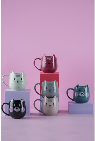 Candy Brush Sevimli Kedi Ayıcık 6lı Seramik Kupa Candy Brush Sevimli Kedi Ayıcık 6lı Seramik Kupa