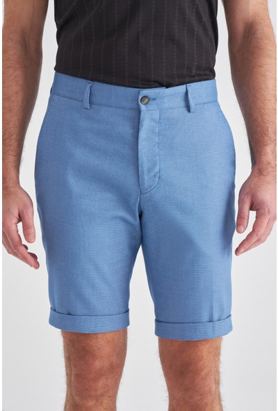 Bisse Mavi Erkek Slim Fit Bermuda Şort