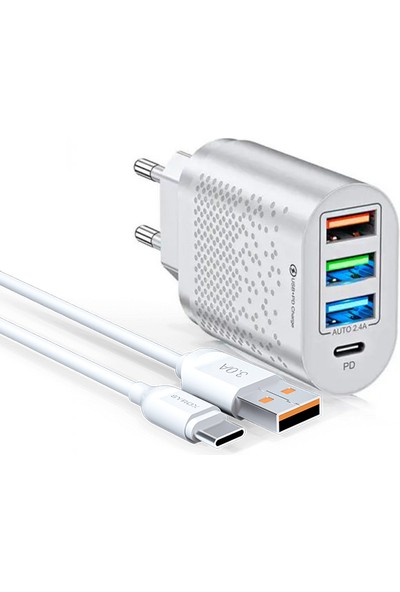 Zuidid 3 USB + Pd Giriş 48W Çoklu Hızlı Şarj Adaptörü + Type-C Kablo Zuidid 3 USB + Pd Giriş 48W Çoklu Hızlı Şarj Adaptörü + Type-C Kablo