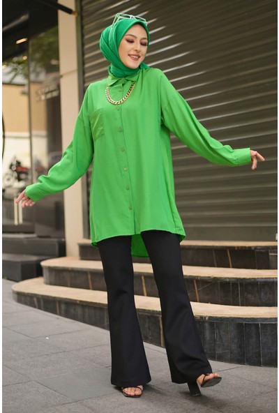 İmaj Butik Önü Cepli Kolyeli Terikoton Tesettür Tunik Yeşil İmaj Butik Önü Cepli Kolyeli Terikoton Tesettür Tunik Yeşil