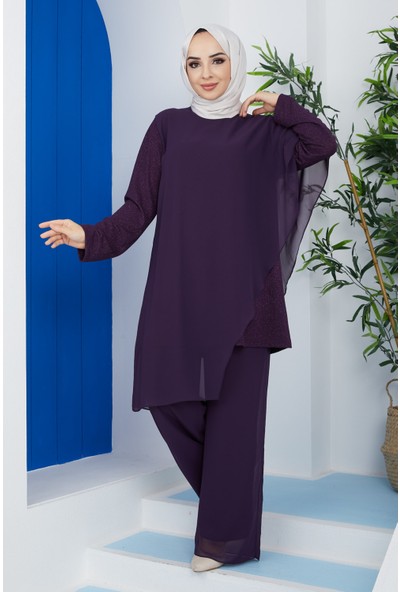 İmaj Butik Büyük Beden Kolu Simli Tesettür Abiye Takım Mürdüm İmaj Butik Büyük Beden Kolu Simli Tesettür Abiye Takım Mürdüm