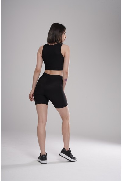Mdz Collectıon Fitilli Siyah Şort Dar Crop Tayt Takım Mdz Collectıon Fitilli Siyah Şort Dar Crop Tayt Takım