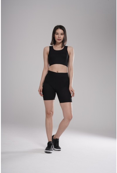 Mdz Collectıon Fitilli Siyah Şort Dar Crop Tayt Takım Mdz Collectıon Fitilli Siyah Şort Dar Crop Tayt Takım