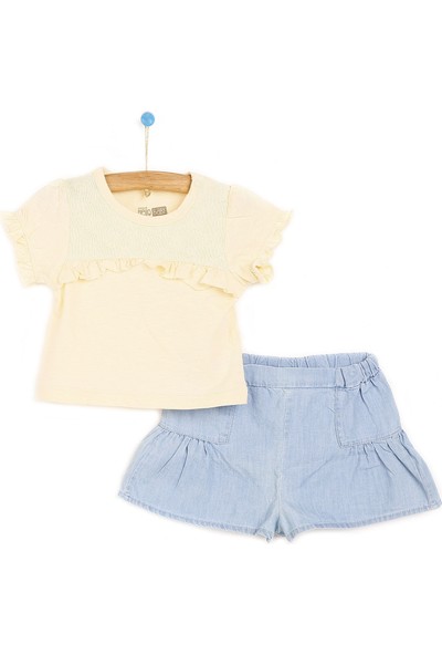 Hello Baby Hellobaby Hello Berry Kız Bebek Brode Detaylı Tshirt- Denim Rahat Şort