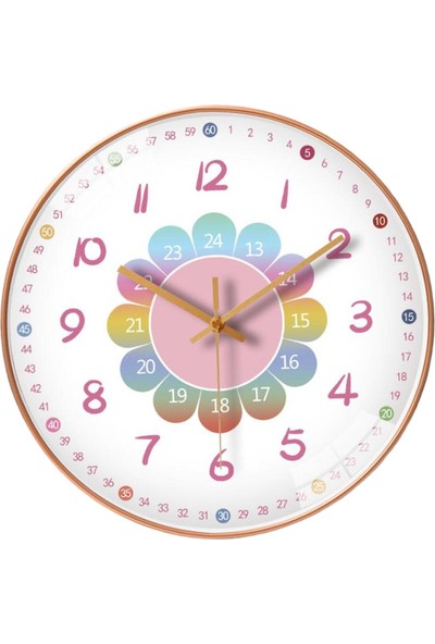 Chasoe Kuvars Duvar Saati Öğretim Saati Pembe Çiçek Desenli (Yurt Dışından)
