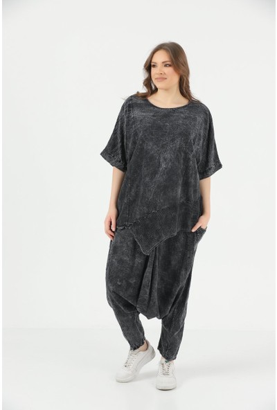 Schs Bohem Tarz Örgü Detaylı Şalvar Takım Standart - Siyah Schs Bohem Tarz Örgü Detaylı Şalvar Takım Standart - Siyah