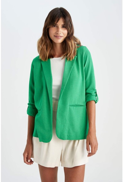 DeFacto Regular Fit Ceket Yaka Keten Karışımlı Blazer Ceket Y9867AZ22SP DeFacto Regular Fit Ceket Yaka Keten Karışımlı Blazer Ceket Y9867AZ22SP
