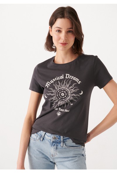 Mavi Musical Dreams Baskılı Gri Tişört Mavi Musical Dreams Baskılı Gri Tişört