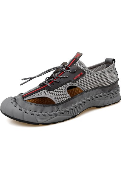 Ruichihu Erkek Günlük Deri Sandalet - Gri (Yurt Dışından) Ruichihu Erkek Günlük Deri Sandalet - Gri (Yurt Dışından)