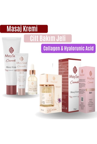 Maysee 5 In 1 Cilt Bakım Jeli - Collagen Cilt Bakım Serumu - Masaj Kremi 3Set Maysee 5 In 1 Cilt Bakım Jeli - Collagen Cilt Bakım Serumu - Masaj Kremi 3Set