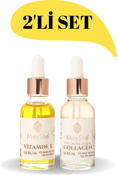 Maysee E Vitamini Cilt Serumu ve Collagen & Hyaluronic Acid Cilt Serumu 2 Set Maysee E Vitamini Cilt Serumu ve Collagen & Hyaluronic Acid Cilt Serumu 2 Set