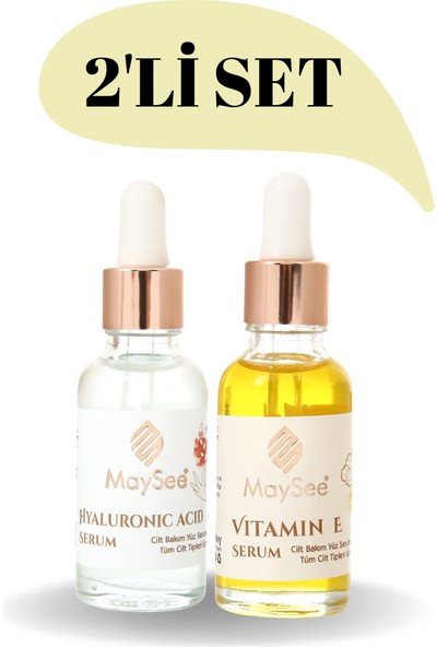 Maysee Hyaluronic Acid Cilt Serumu ve E Vitamini Cilt Serumu 2 Set