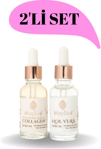 Maysee Collagen & Hyaluranic Acid Cilt Bakım Serumu ve Aloe Vera Cilt Bakım Serumu 2 Set Maysee Collagen & Hyaluranic Acid Cilt Bakım Serumu ve Aloe Vera Cilt Bakım Serumu 2 Set