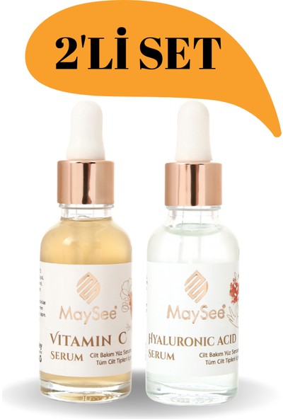 Maysee Hyaluronic Acid Cilt Serumu ve C Vitamini Cilt Serumu 2'li Set
