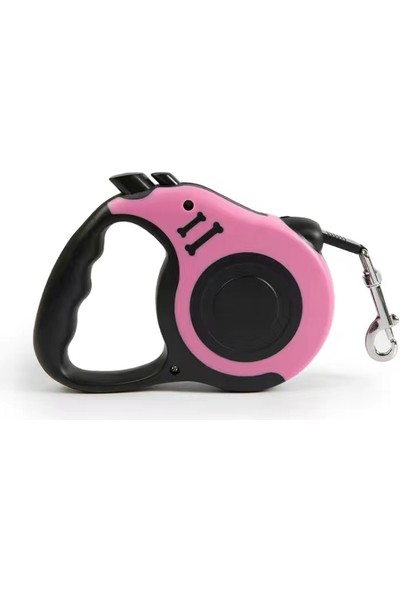 Qiruich 3 M Otomatik Ergonomik Abs Köpek Tasması - Siyah - Pembe (Yurt Dışından)