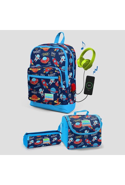 Coral High Kids Lacivert Mavi Uzay Desenli Dört Bölmeli USB Şarjlı Kulaklık Çıkışlı Okul Sırt Çantası,thermo Beslenme Çantası ve Üç Bölmeli Kalem Çantası 3'lü Set 23280SET02 Coral High Kids Lacivert Mavi Uzay Desenli Dört Bölmeli USB Şarjlı Kulaklık Çıkışlı Okul Sırt Çantası,thermo Beslenme Çantası ve Üç Bölmeli Kalem Çantası 3'lü Set 23280SET02