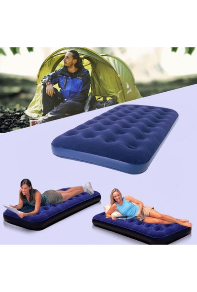 Jilong 20411 Flocked Coil Beam Mavi Tek Kişilik Şişme Yatak