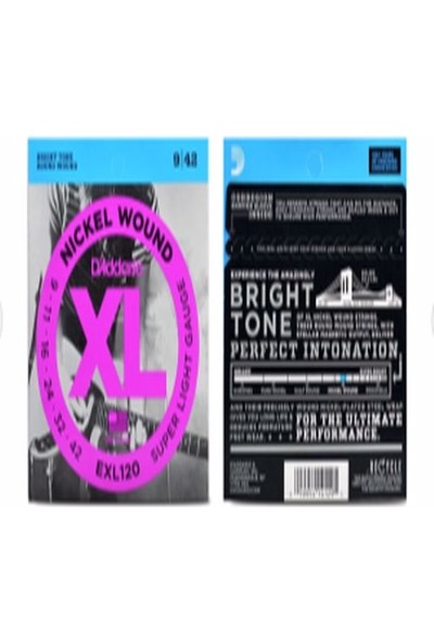 D'Addario Elektro Gitar Teli EXL120 D'Addario Elektro Gitar Teli EXL120