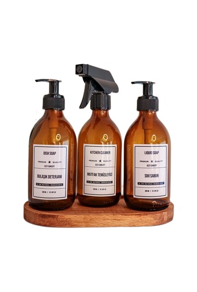 Sezy 300 ml 3'lü Bulaşık Deterjanı,sıvı Sabunluk ve Mutfak Temizleyici Amber Cam Şişe Sabunluk Sezy 300 ml 3'lü Bulaşık Deterjanı,sıvı Sabunluk ve Mutfak Temizleyici Amber Cam Şişe Sabunluk