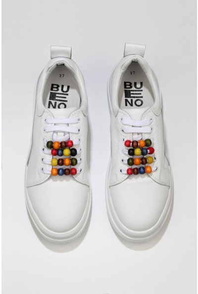 Bueno Shoes Beyaz Deri Kadın Sneakers