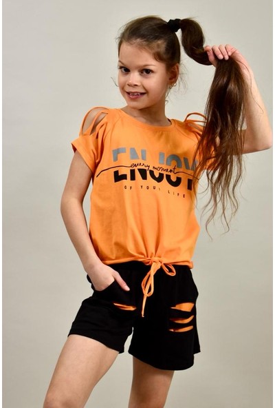 Benini Kız Çocuk Omuz ve Şort Detaylı Bel Lastikli Şortlu Takım ( 10 - 16 Yaş ) Benini Kız Çocuk Omuz ve Şort Detaylı Bel Lastikli Şortlu Takım ( 10 - 16 Yaş )