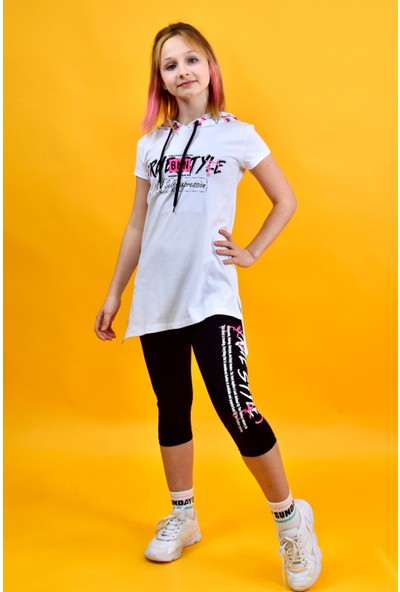 Benini Kız Çocuk Yazı Baskılı Kapüşon Baskı Detay Taytlı Takım ( 10 - 16 Yaş ) Benini Kız Çocuk Yazı Baskılı Kapüşon Baskı Detay Taytlı Takım ( 10 - 16 Yaş )