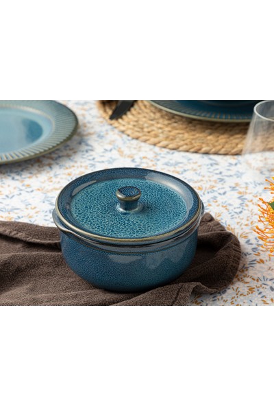 English Home Dentro Seramik Mını Tencere 14 cm Mavi English Home Dentro Seramik Mını Tencere 14 cm Mavi