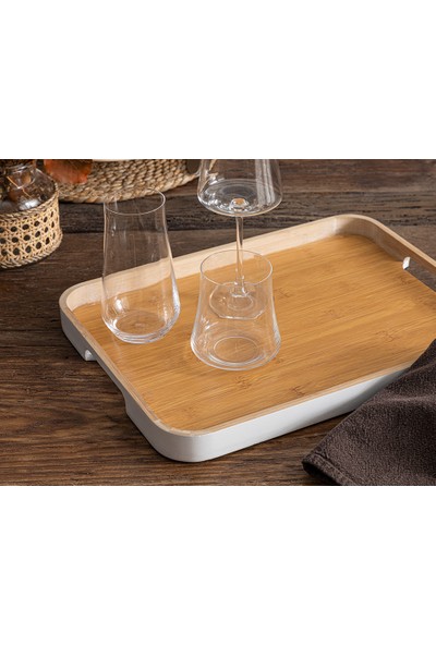 English Home Leopy Bambu Tepsi 40X30 cm Beyaz English Home Leopy Bambu Tepsi 40X30 cm Beyaz