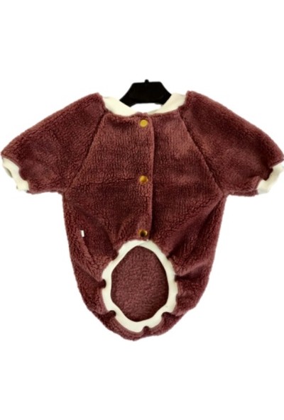 Welsoft Çıtçıtlı Kahverengi Kedi Köpek Kıyafeti Elbisesi