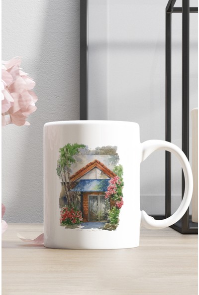 Sulu Boya Manzara Tasarımlı Kupa Bardak