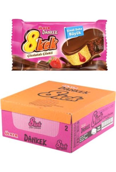 Ülker Dankek 8 Kek Çilekli Çikolatalı 55 gr 24'lü Ülker Dankek 8 Kek Çilekli Çikolatalı 55 gr 24'lü