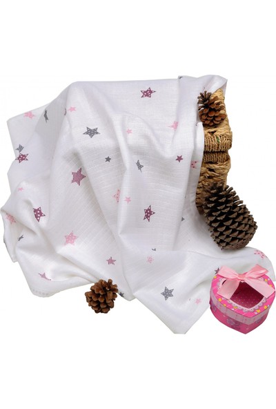 Sema Baby Çok Amaçlı Müslin Örtü 100X80 cm - Pembe Yıldız 8682476853124 Sema Baby Çok Amaçlı Müslin Örtü 100X80 cm - Pembe Yıldız 8682476853124