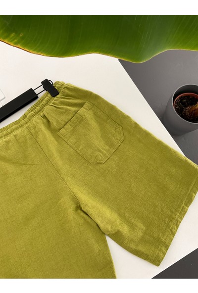 Bybasicman Fıstık Yeşili Keten Şort G-46-68/23 Bybasicman Fıstık Yeşili Keten Şort G-46-68/23