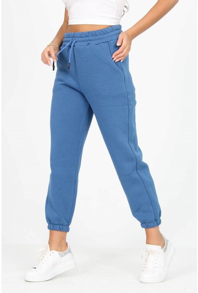 Neşeli Butik Kadın Cepli Beli ve Paçası Lastikli Kışlık Eşofman Altı DVN004