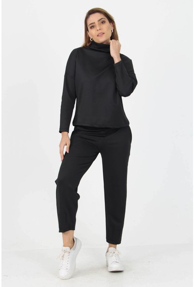 Neşeli Butik Kadın Boğazlı Yeni Sezon Alt Üst Cepli Scuba Takım RY0018