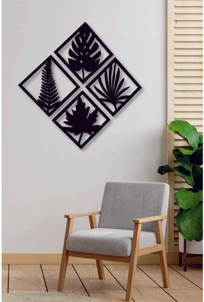 Home Trend Yaprak Tasarımlı 4'lü Dekoratif Ahşap Tablo Home Trend Yaprak Tasarımlı 4'lü Dekoratif Ahşap Tablo