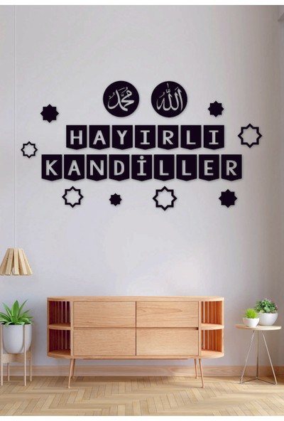 Home Trend Hayırlı Kandiller Yazılı Dekoratif Duvar Yazısı Home Trend Hayırlı Kandiller Yazılı Dekoratif Duvar Yazısı