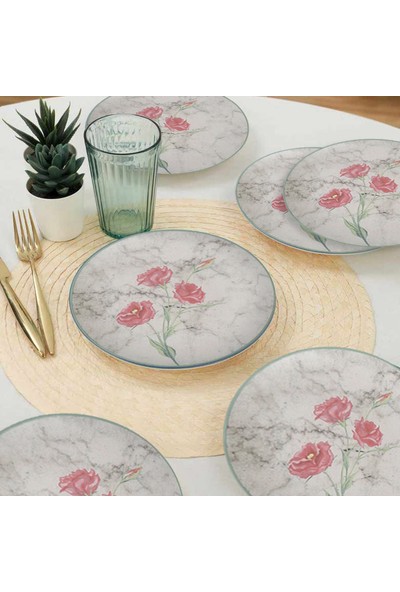 Mersah Çiçek Desenli Pasta Servis Tabağı 20 cm Mersah Çiçek Desenli Pasta Servis Tabağı 20 cm