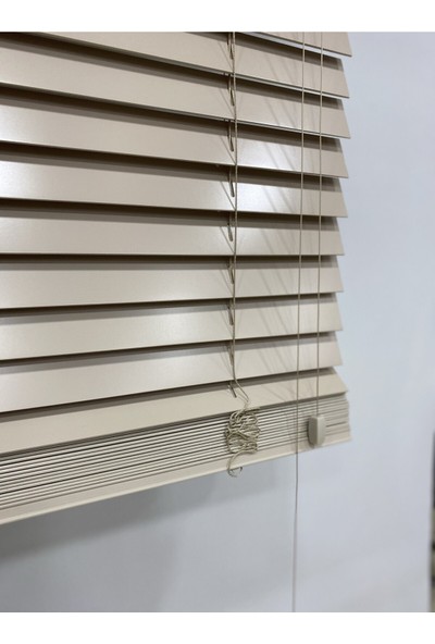 Glory Blinds Ahşap Jaluzi Perde 35MM Koyu Krem-Antresit-Beyaz