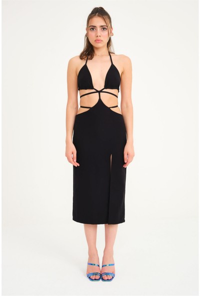 Fineapple Ala x Fineapple Siyah Dekolteli Elbise Fineapple Ala x Fineapple Siyah Dekolteli Elbise