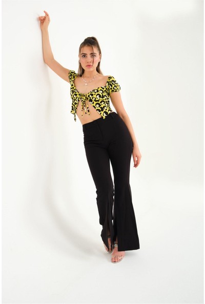 Fineapple Ala x Fineapple Siyah Ispanyol Paça Yırtmaçlı Pantolon Fineapple Ala x Fineapple Siyah Ispanyol Paça Yırtmaçlı Pantolon