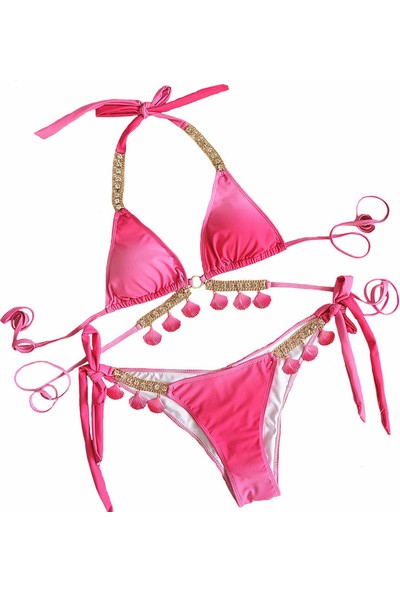 Seacoast Elmas Işlemeli Kadın Mayo Bikini - Pembe (Yurt Dışından) Seacoast Elmas Işlemeli Kadın Mayo Bikini - Pembe (Yurt Dışından)