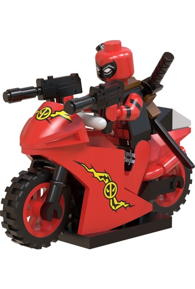 Super Heroes Mini Figür Deadpool + Motorsiklet X-70 Super Heroes Mini Figür Deadpool + Motorsiklet X-70