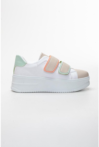 Endless Beyaz Bej Kadın Cırt Cırtlı Yüksek Tabanlı Günlük Spor Ayakkabı Sneaker Endless Beyaz Bej Kadın Cırt Cırtlı Yüksek Tabanlı Günlük Spor Ayakkabı Sneaker