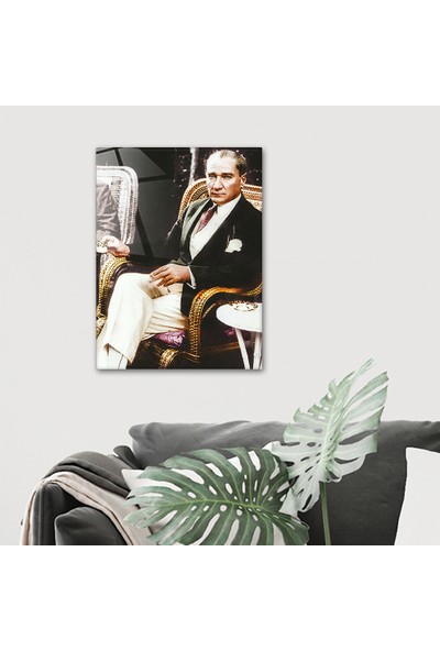 Decorita Atatürk Cam Tablo Atatürk ve Kahve 30 x 40 cm