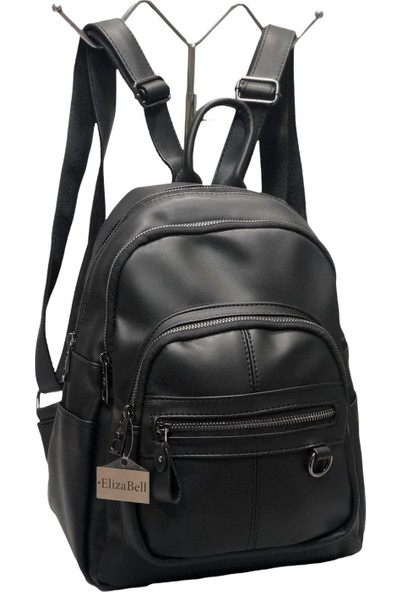 ElizaBell Soft Deri Çok Gözlü Bayan Sırt Çantası 35CM25CM Siyah ElizaBell Soft Deri Çok Gözlü Bayan Sırt Çantası 35CM25CM Siyah