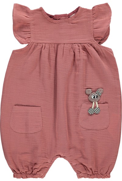 Civil Baby Kız Bebek Patiksiz Tulum 6-18 Ay Gül Kurusu