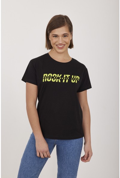 Çetinkaya Fithit Bisiklet Yaka Siyah T-Shirt